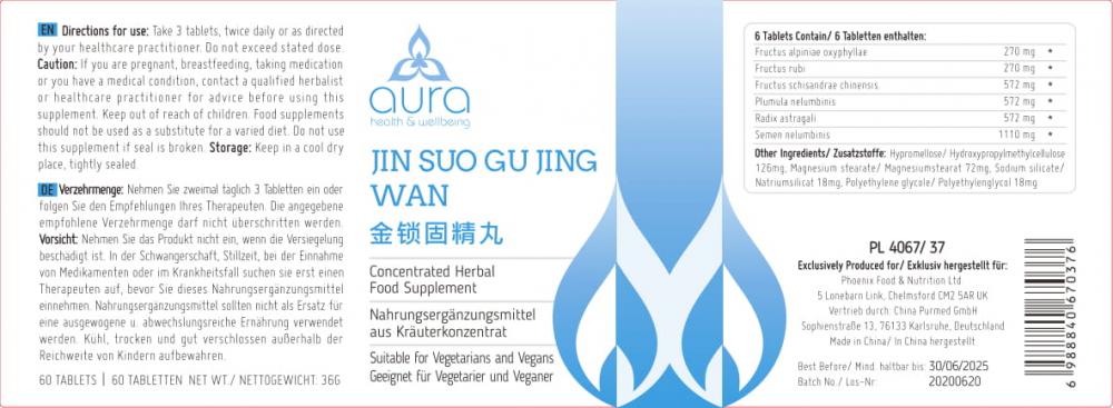 Pure and Natural Supplies. Jin Suo Gu Jing Wan 60's